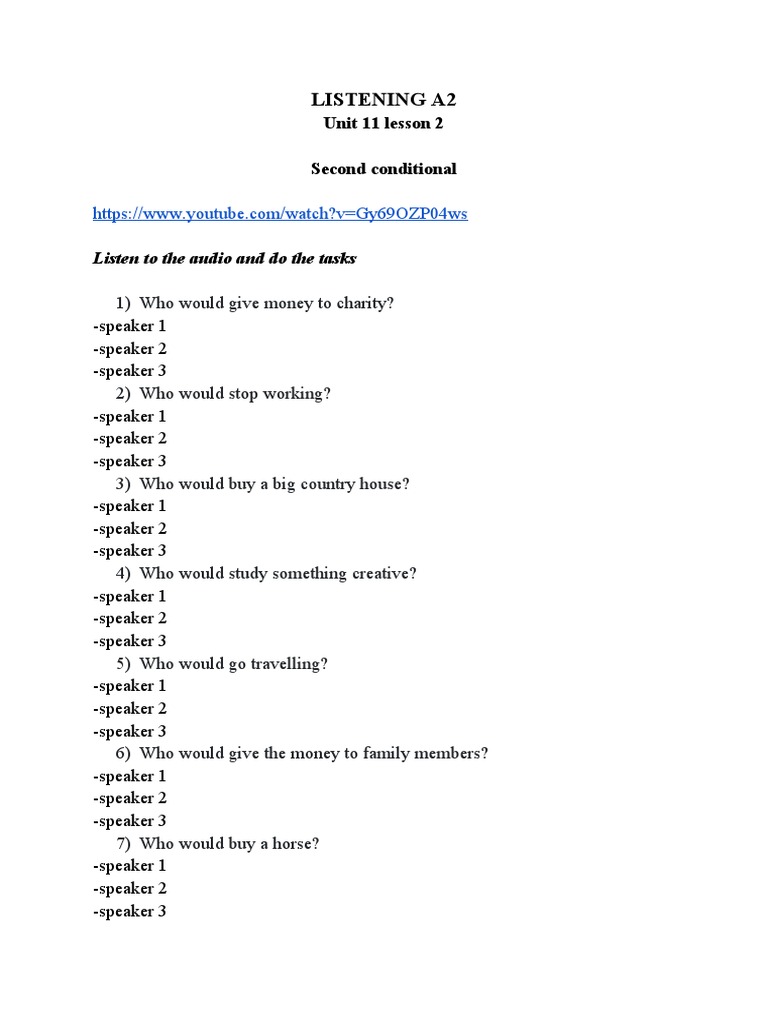 A2 Listening Tasks and Audio Links | PDF