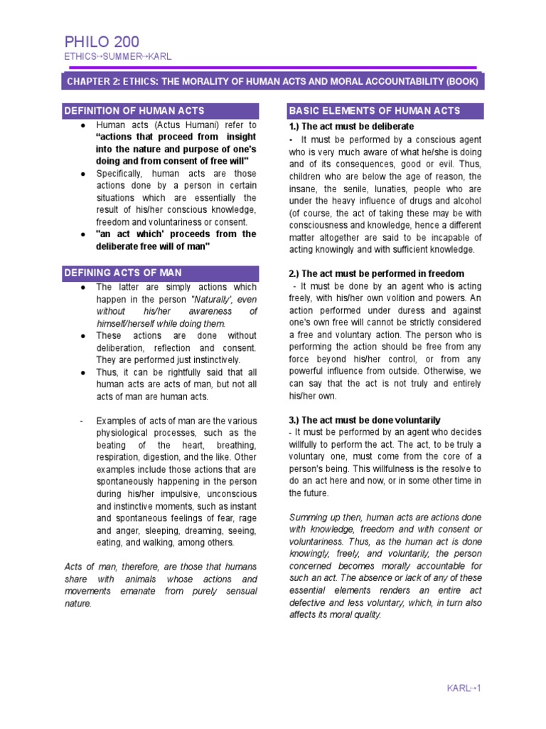 Ethics Chapter 2 Karl | PDF | Intention | Motivation
