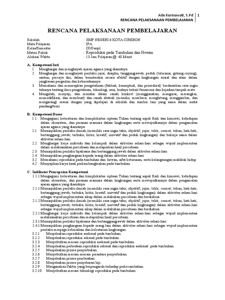 Rpp. 2 Perkembangbiakan Tumbuhan Dan Hewan | PDF | Griya & Taman | Kesehatan Holistik