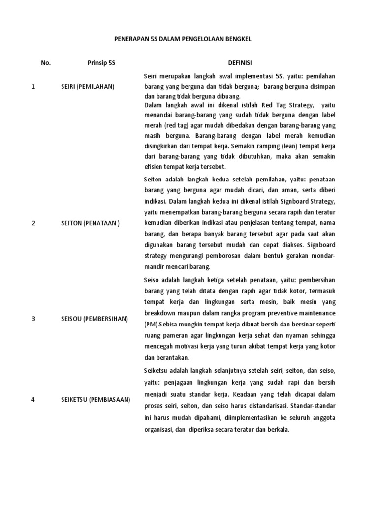 Penerapan 5s Dalam Lab Atau Bengkel Pdf