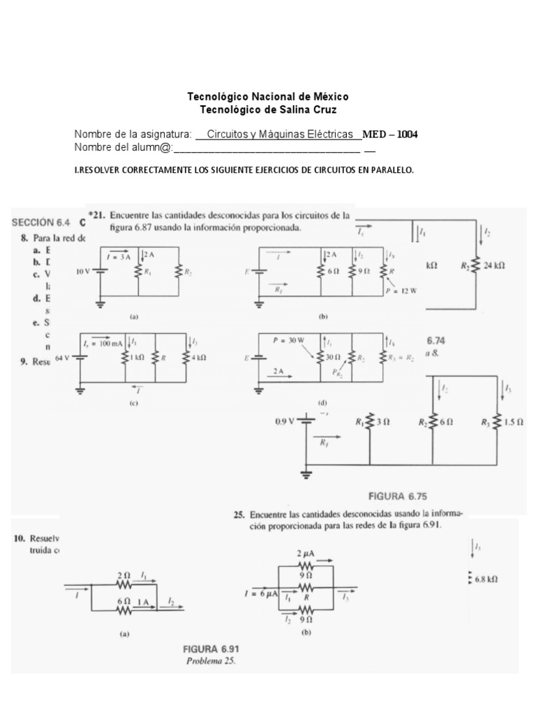 Ejercicios de Circuitos en Paralelo | PDF | Métodos y materiales de ...