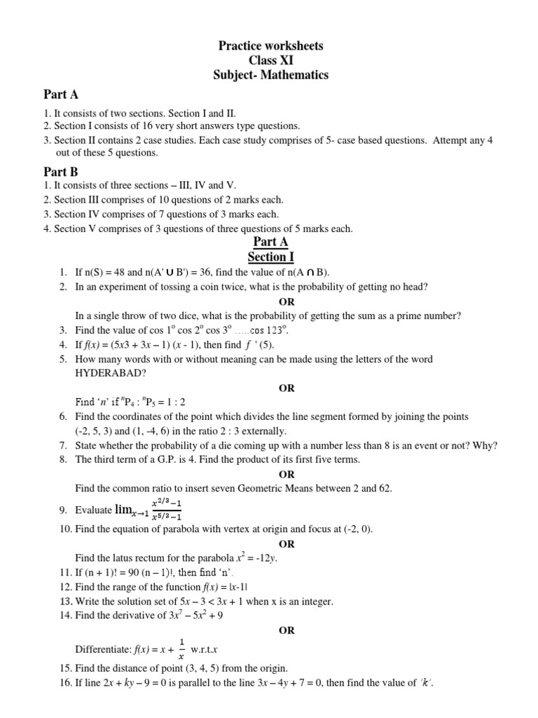 Maths-Practice Worksheet-1 | PDF