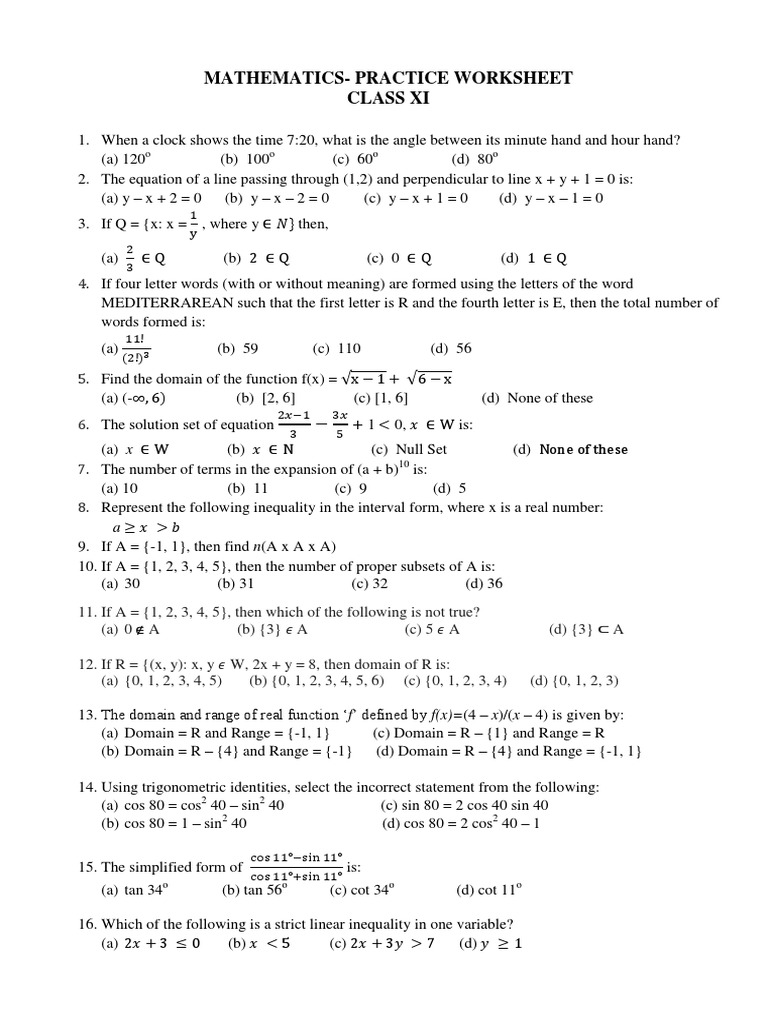 Maths- Practice Worksheet 2 | PDF