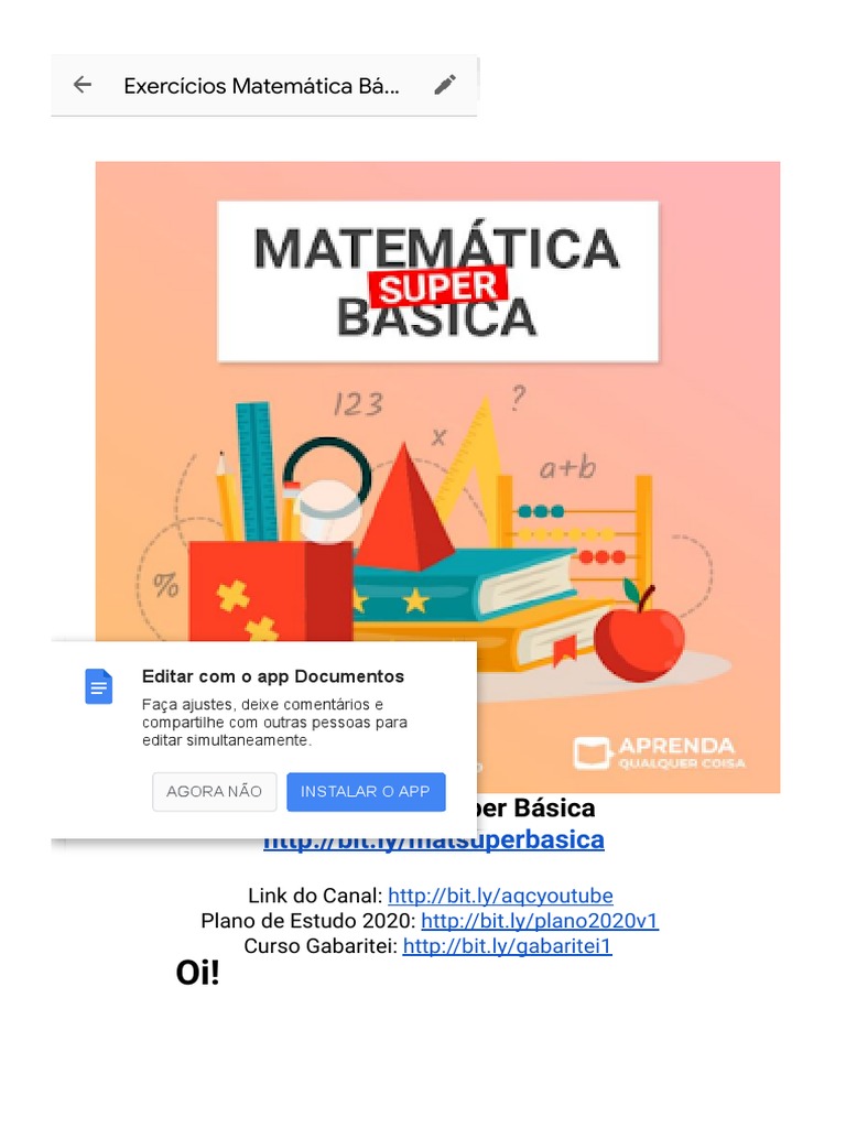 Exercícios Matemática Básica | PDF