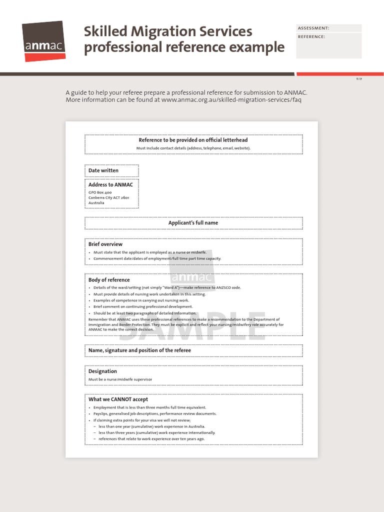 Anmac Professional Reference Example | PDF
