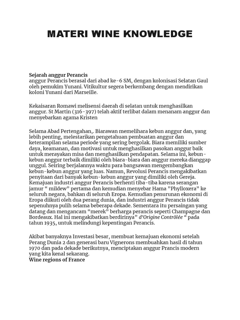 Materi Wine Knowledge | PDF