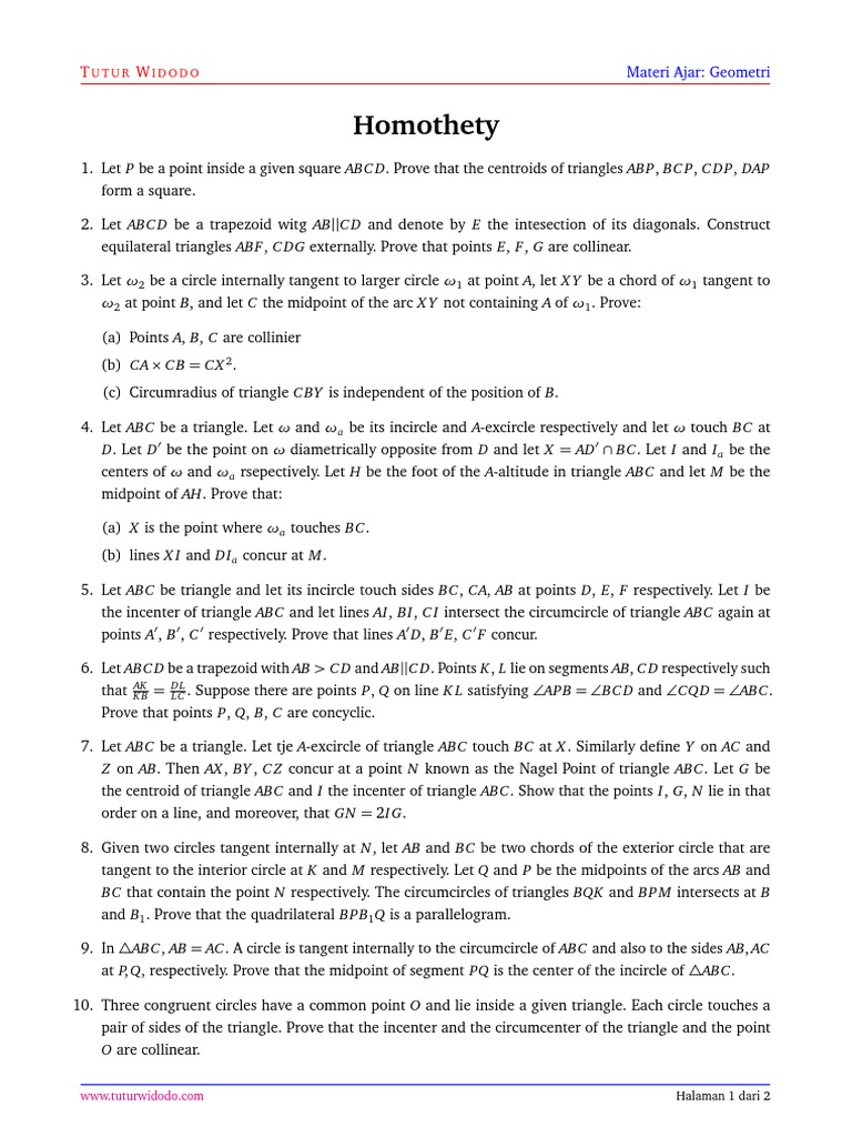 Homothety 2023 | PDF | Triangle | Circle