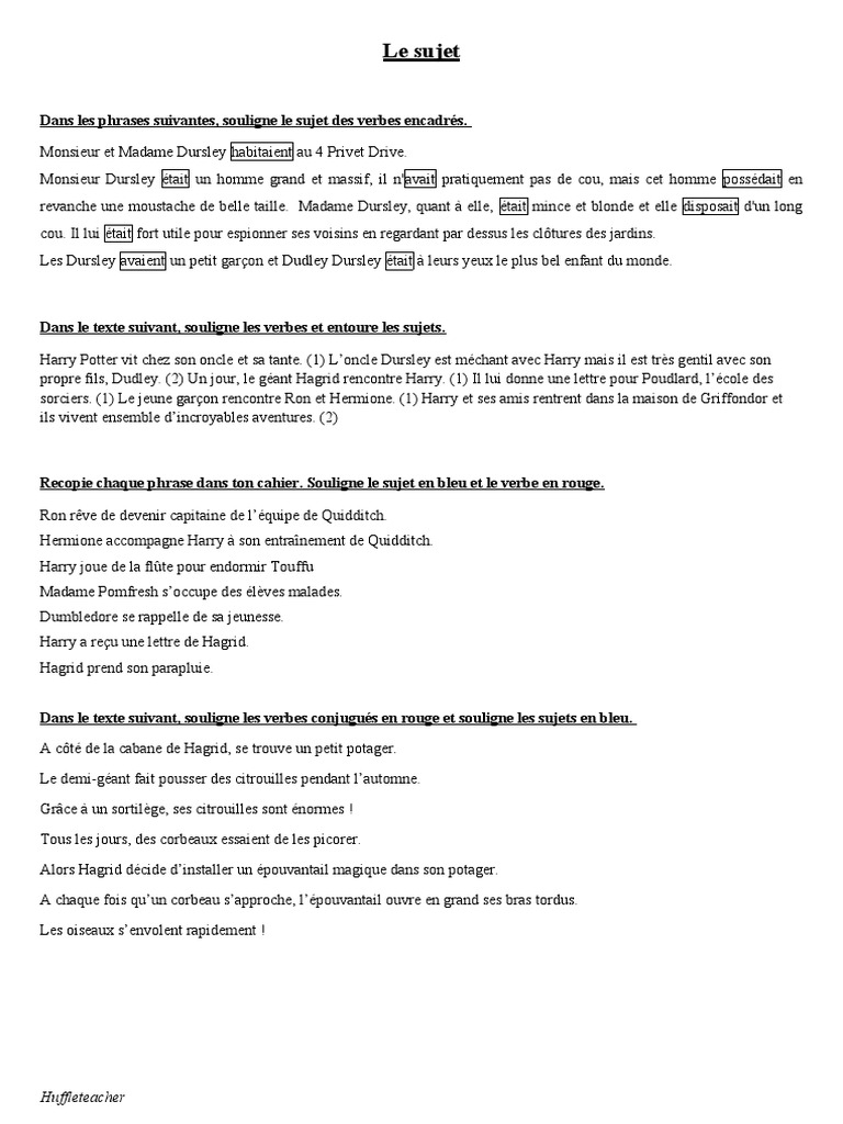Identification des sujets et verbes en français | PDF | Fiction générale