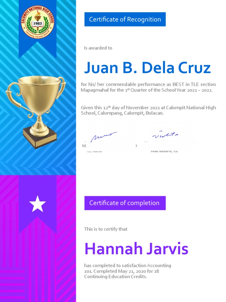 Certificate of Recognition Sample | PDF