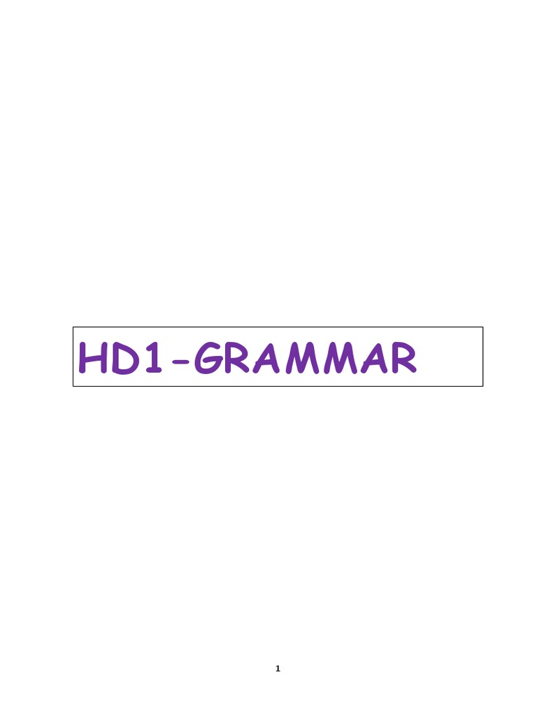 HD1 English GRAMMAR | PDF | Verb | Language Mechanics