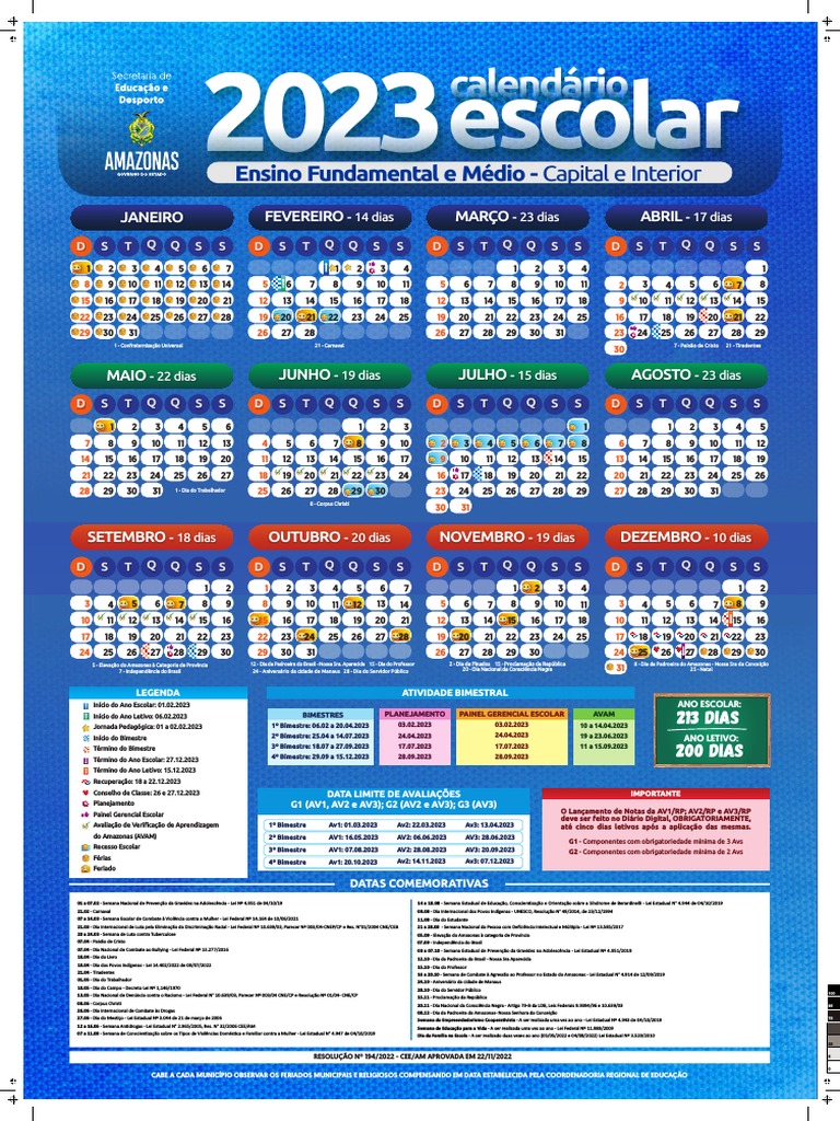 Calendário Escolar 2023 | PDF