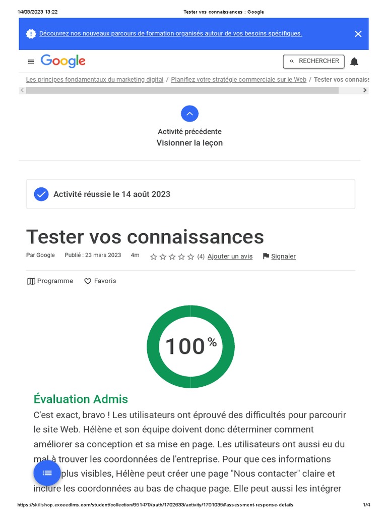 Tester Vos Connaissances - Google5 | PDF