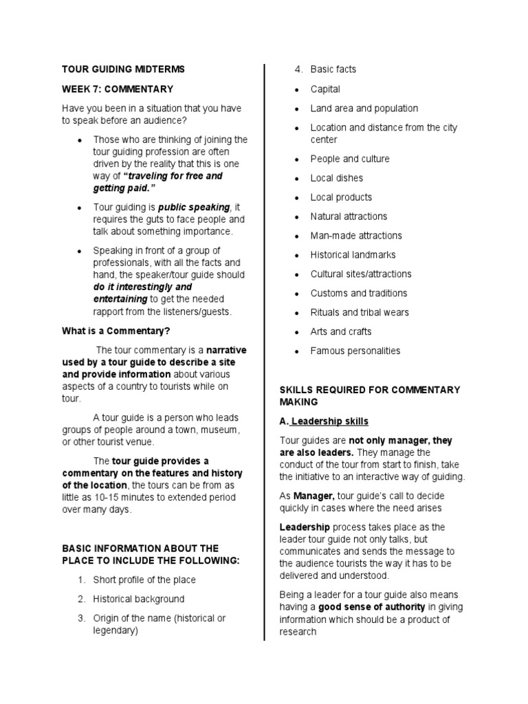 Tour Guide Commentary Essentials | PDF | Career & Growth | Language ...