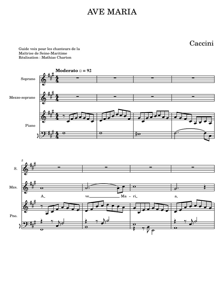 AVE MARIA Caccini Soprano y Mezzo | PDF