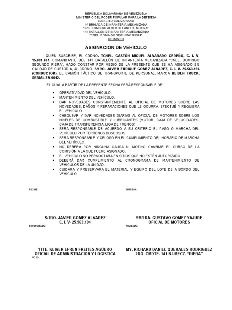 ASIGNACION DE VEHICULOS | PDF