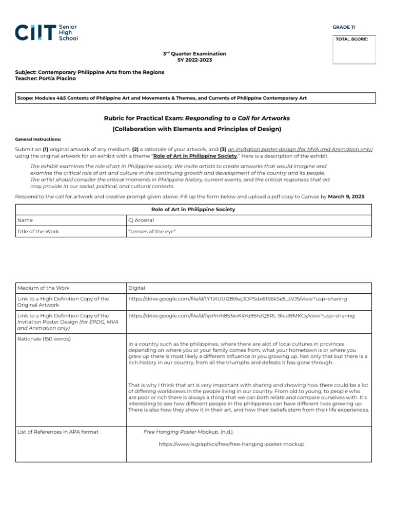Student Copy of CPAR 3rd QA 2022-2023 | PDF