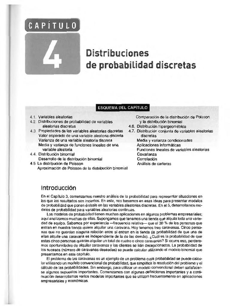 Capitulo4 - Distribuciones de Probabilidad Discreta | PDF