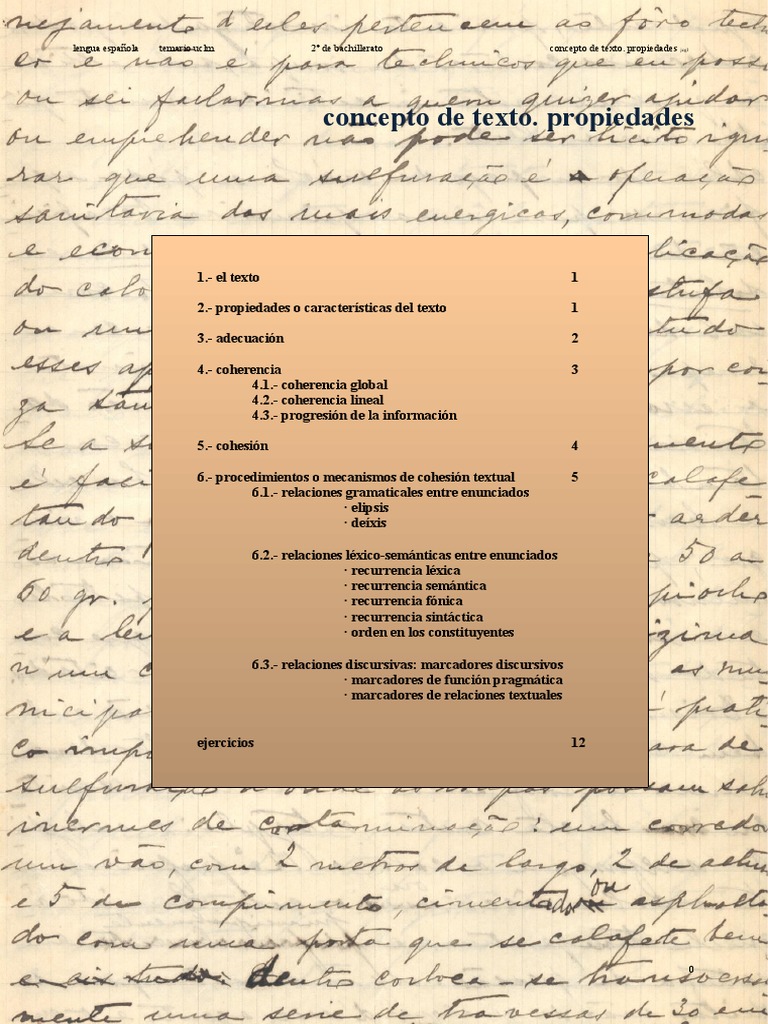 2º bach el texto y sus propiedades 20 21 | PDF | Oración (Lingüística) | Palabra