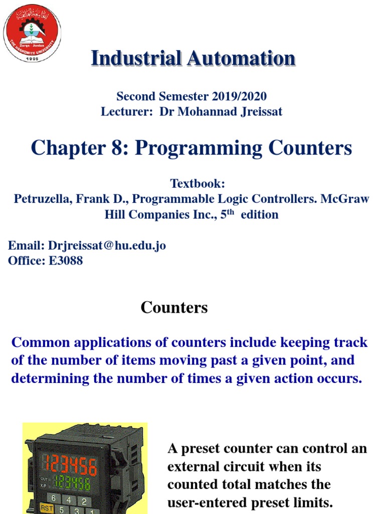 Lecture 9- Ch8 Programming Counters | PDF | Timer | Programmable Logic Controller
