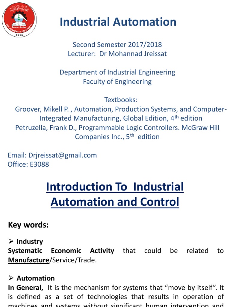 سلايدات اتمتة | PDF | Programmable Logic Controller | Automation