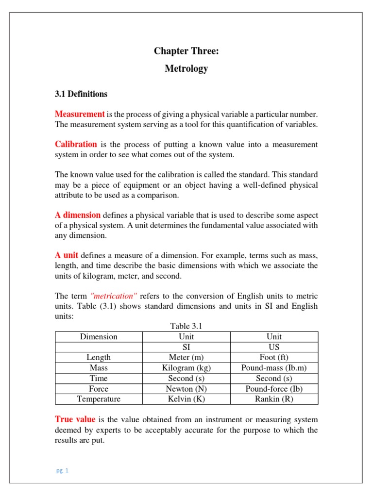 Chapter3 - Metrology | PDF | Teaching Methods & Materials