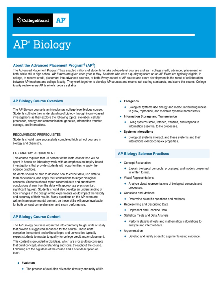 Ap Biology Course Overview - 0 | PDF