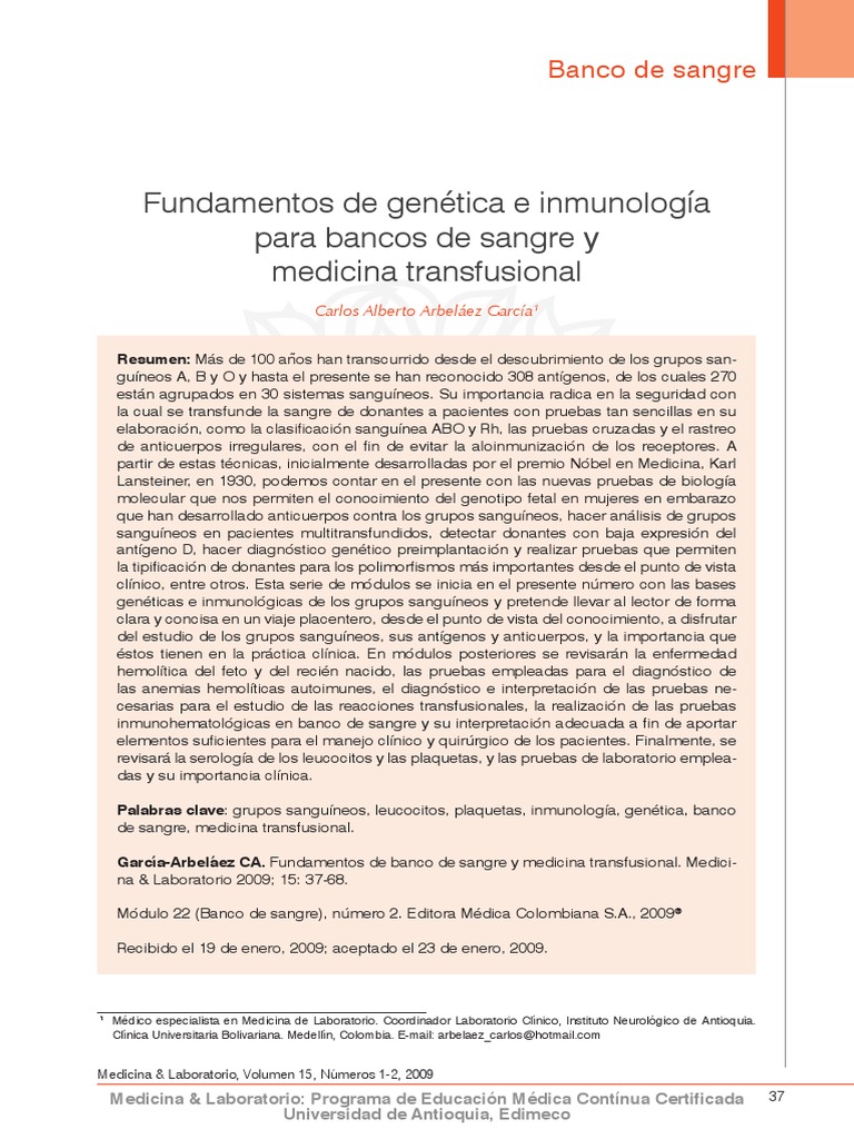 inmunohematologia y bancos de sangre | PDF | Tipo de sangre | Alelo