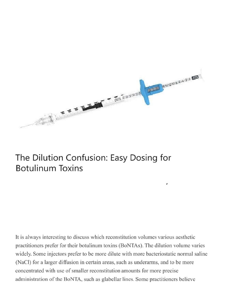 The Dilution Confusion - Easy Dosing For Botulinum Toxins | PDF