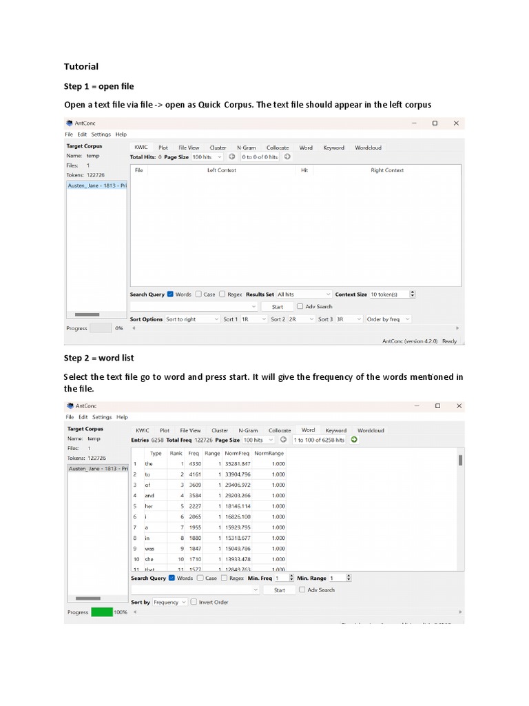 AntConc Tutorial | PDF