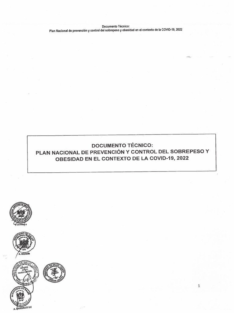RM 158-2022-MINSA Prevencion Sobrepeso y Obesidad - PLAN | PDF