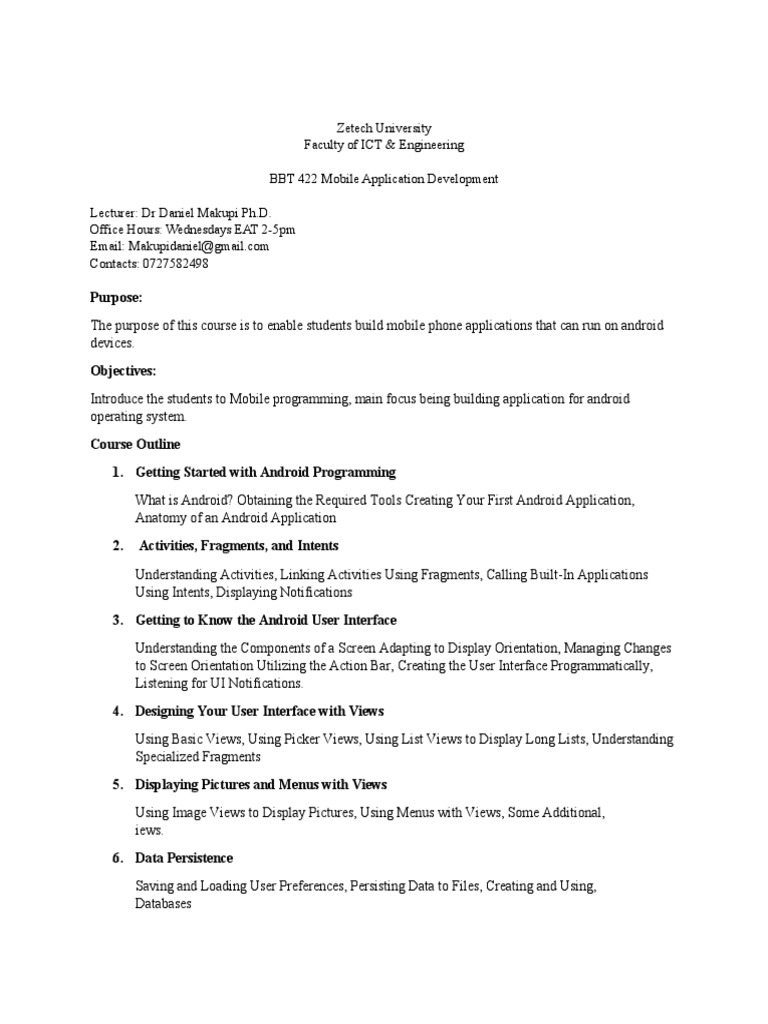 BSD 422 Mobile App Development | PDF | Android (Operating System) | Mobile App