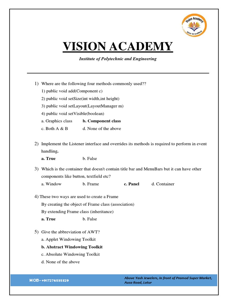 Awt Questions 2 | PDF | Systems Engineering | Computer Engineering Awt Questions 2 | PDF | Systems Engineering | Computer Engineering