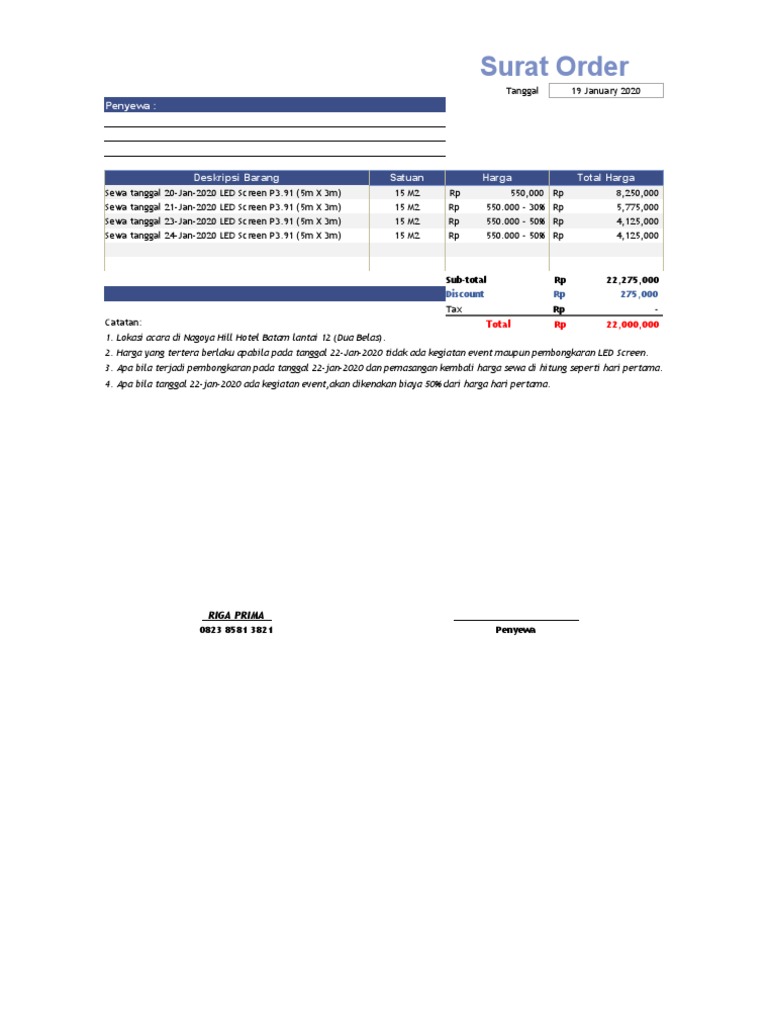 Surat Order | PDF | Pengelolaan Keuangan & Uang