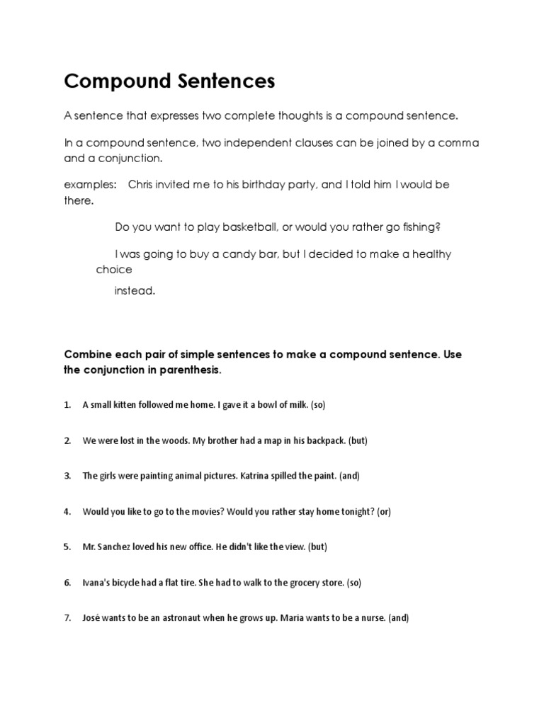 Compound Sentence 2 | PDF | Language Arts & Discipline