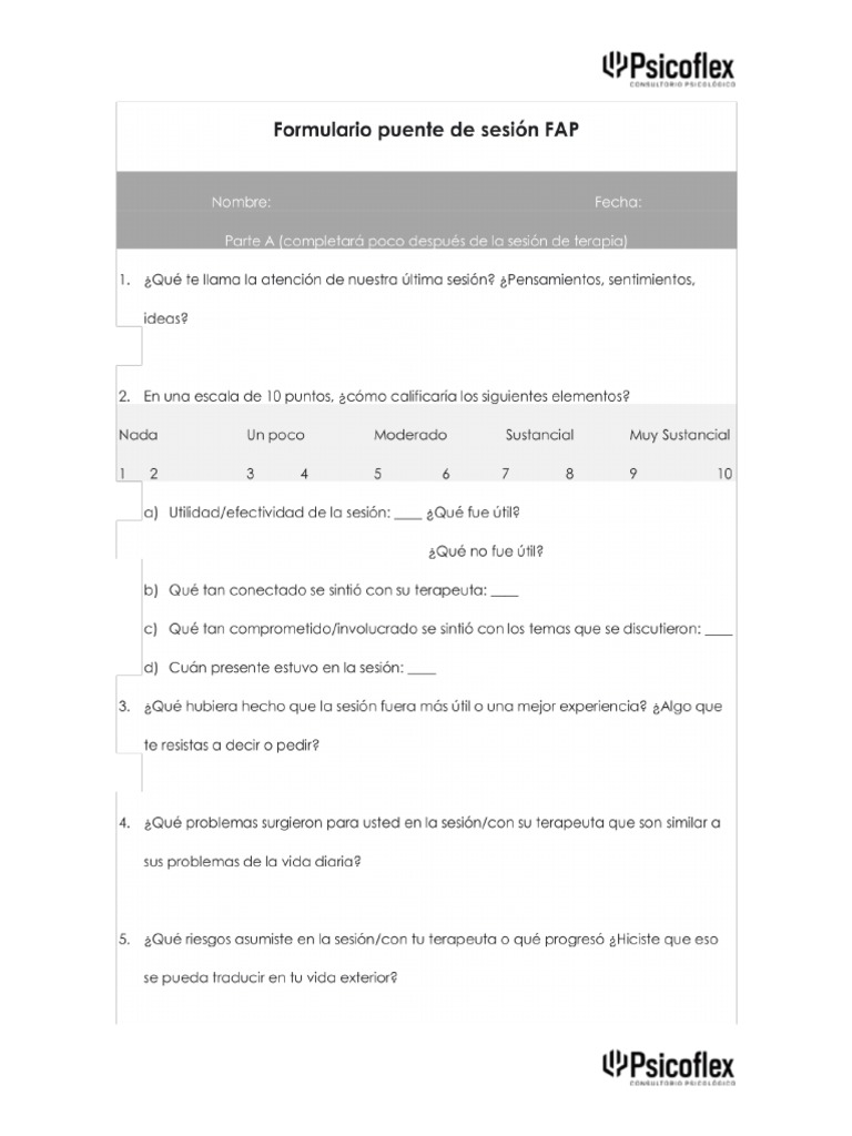 D. Formulario Puente de Sesión FAP | PDF