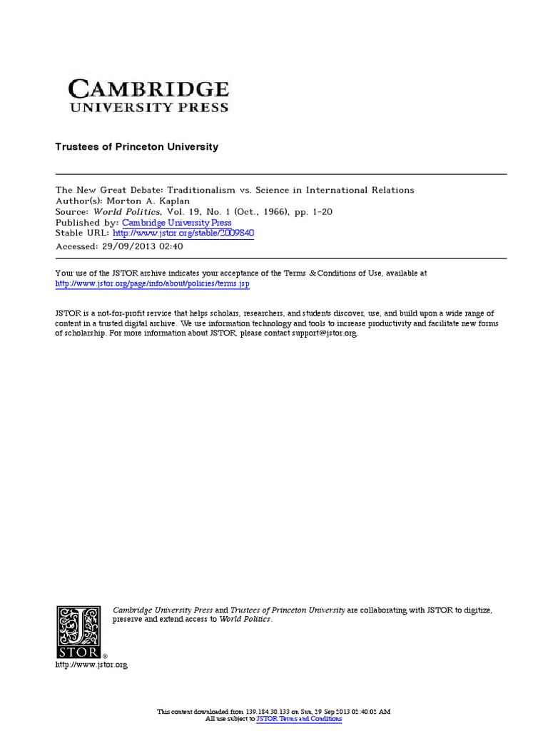 KAPLAN. The New Great Debate Traditionalism vs. Science in ...
