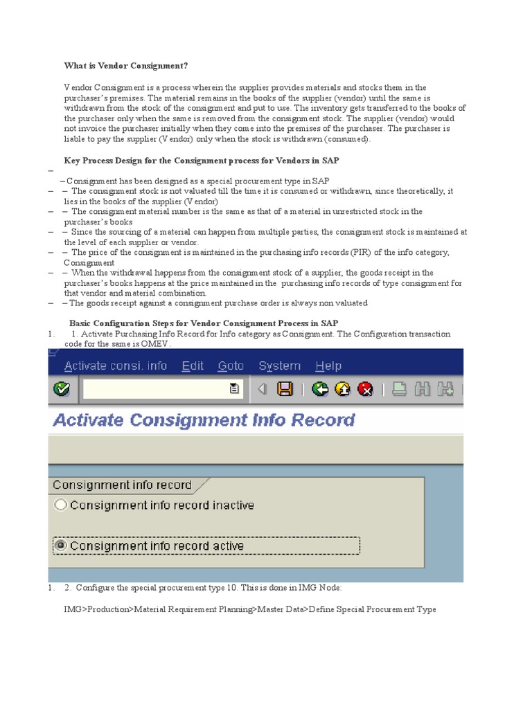 Vendor Consignment process | PDF