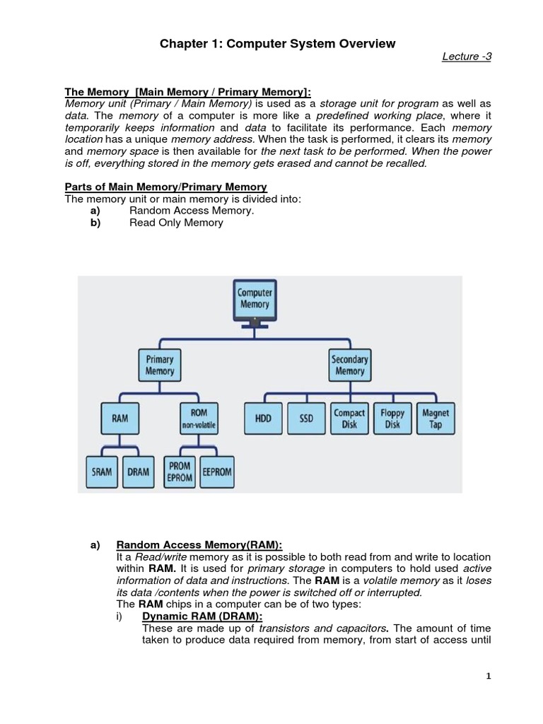 Xia2 CH1 Lect3 Memory Units | PDF | Random Access Memory | Read Only Memory