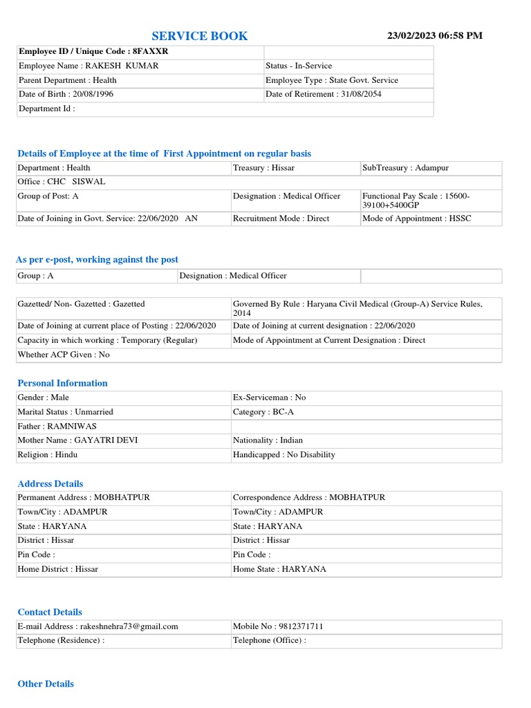 ServiceBook 8FAXXR | PDF | Oath Of Office