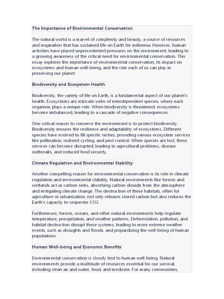 Importance of Environmental Conservation | PDF | Conservation Biology ...