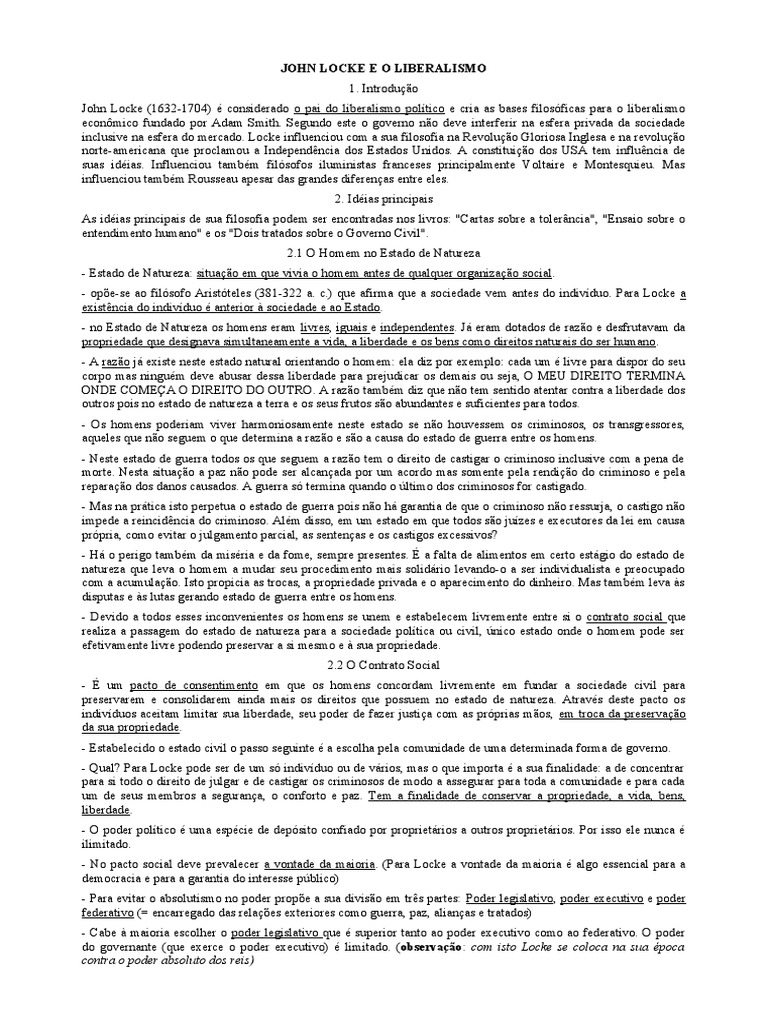 Apostila Sobre A Filosofia de Locke e Marx | PDF | Estado | John Locke