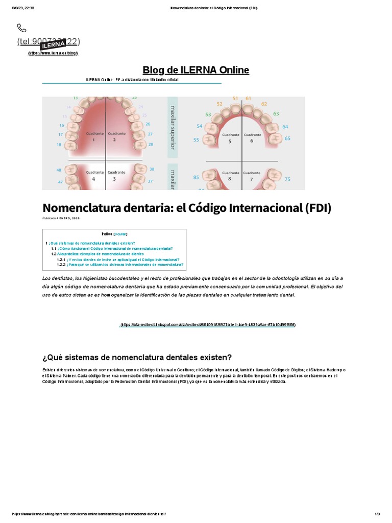 Nomenclatura dentaria_ el Código Internacional (FDI) | PDF | Diente | Ramas de Odontología