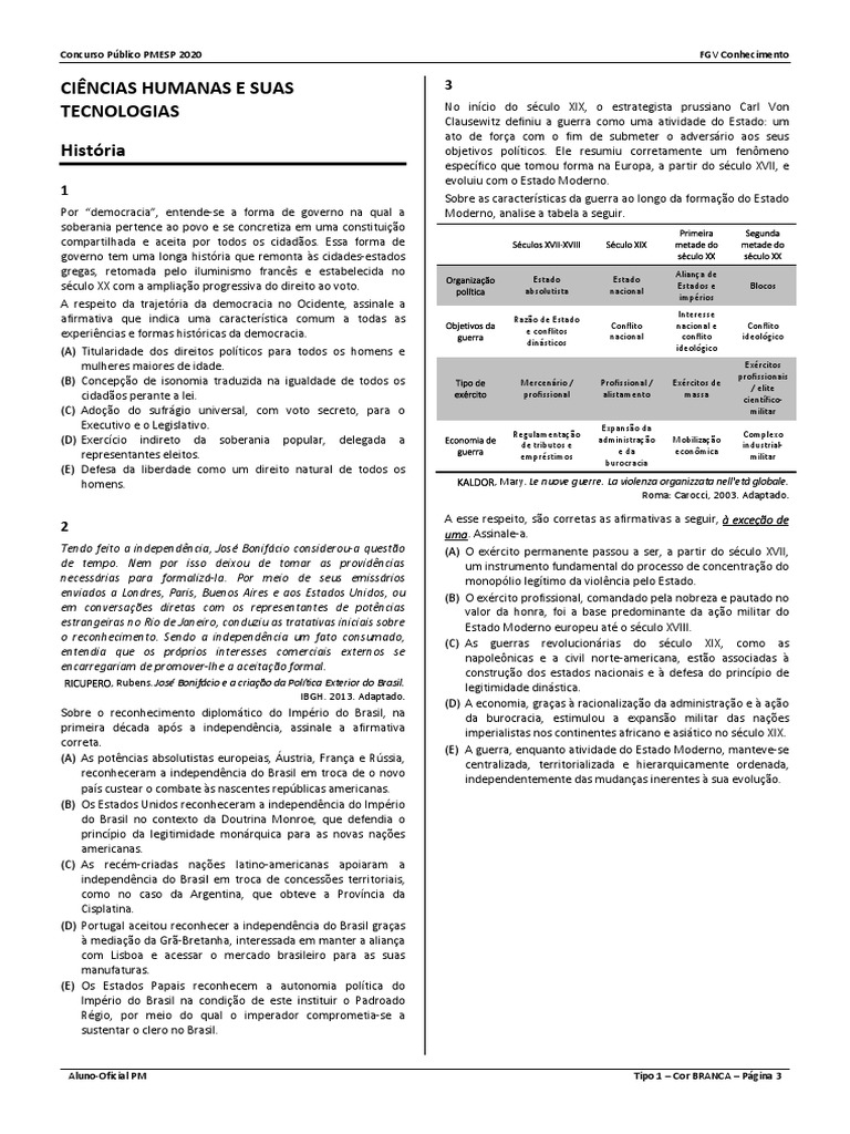 FGV 2021 PM SP Aluno Oficial PM Prova | PDF