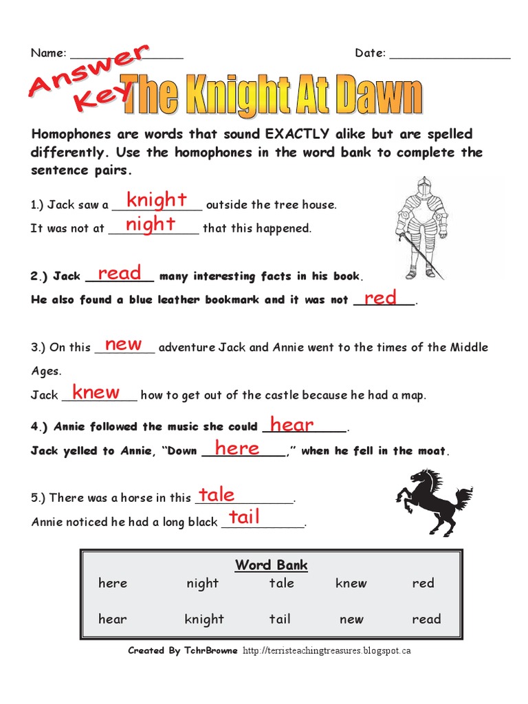 Homophones Answers | PDF