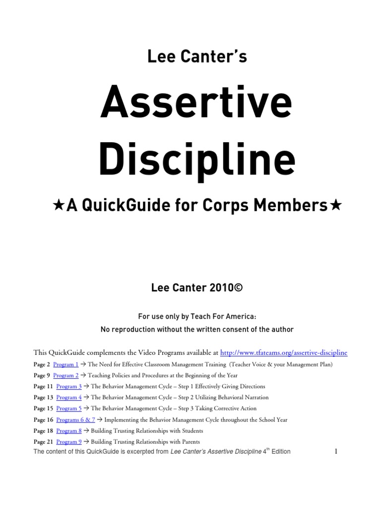 Assertive Discipline Quick Guide | PDF | Classroom Management | Classroom