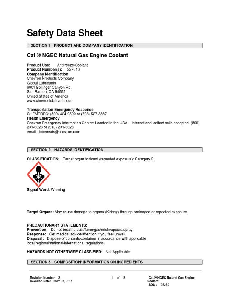 Cat NGEC Natural Gas Engine Coolant | PDF | Personal Protective ...