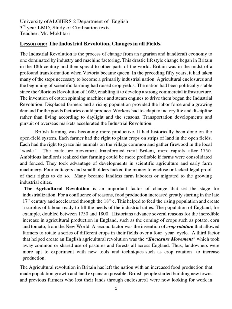 The Industrial Revolution | PDF | Industrial Revolution | Enclosure