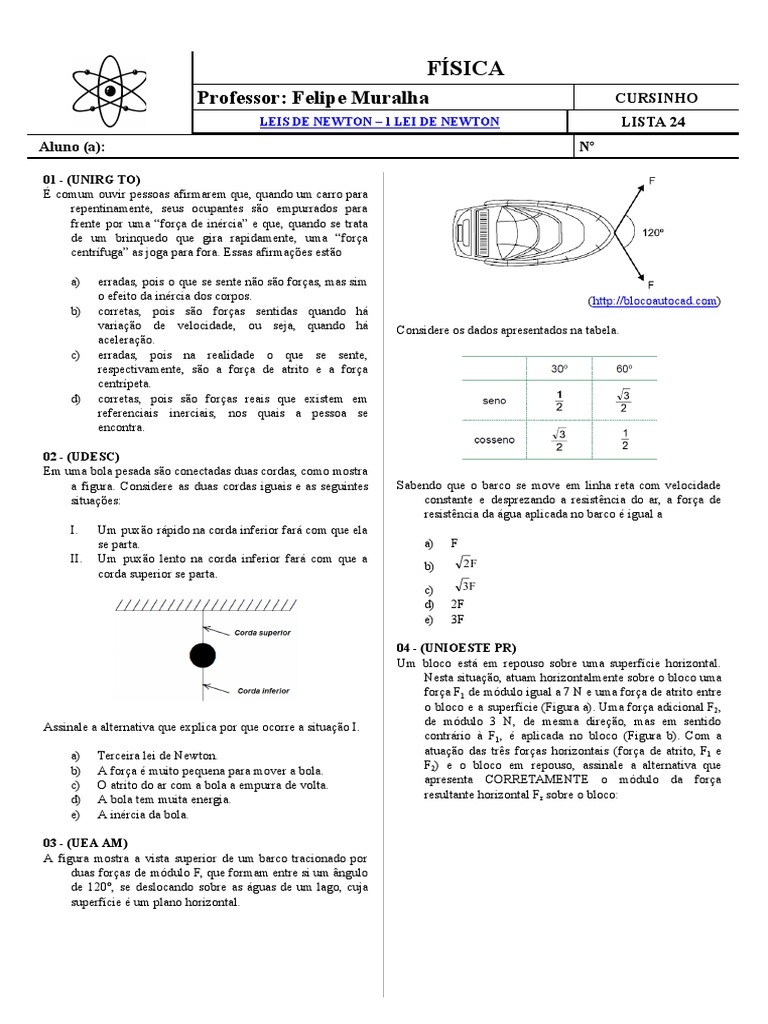 24 - Leis de Newton 1 Lei de Newton | PDF
