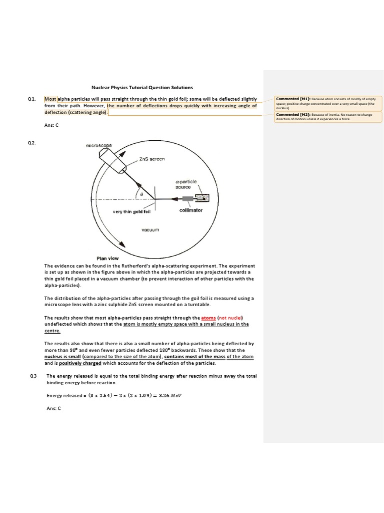 Nuclear Physics Tutorial Solutions 2022 | PDF | Radioactive Decay ... Nuclear Physics Tutorial Solutions 2022 | PDF | Radioactive Decay ...