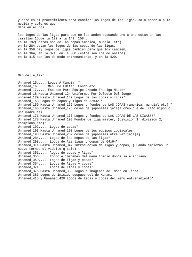 Ubicacion De Los Logos En S Text Para Pes6 Pdf